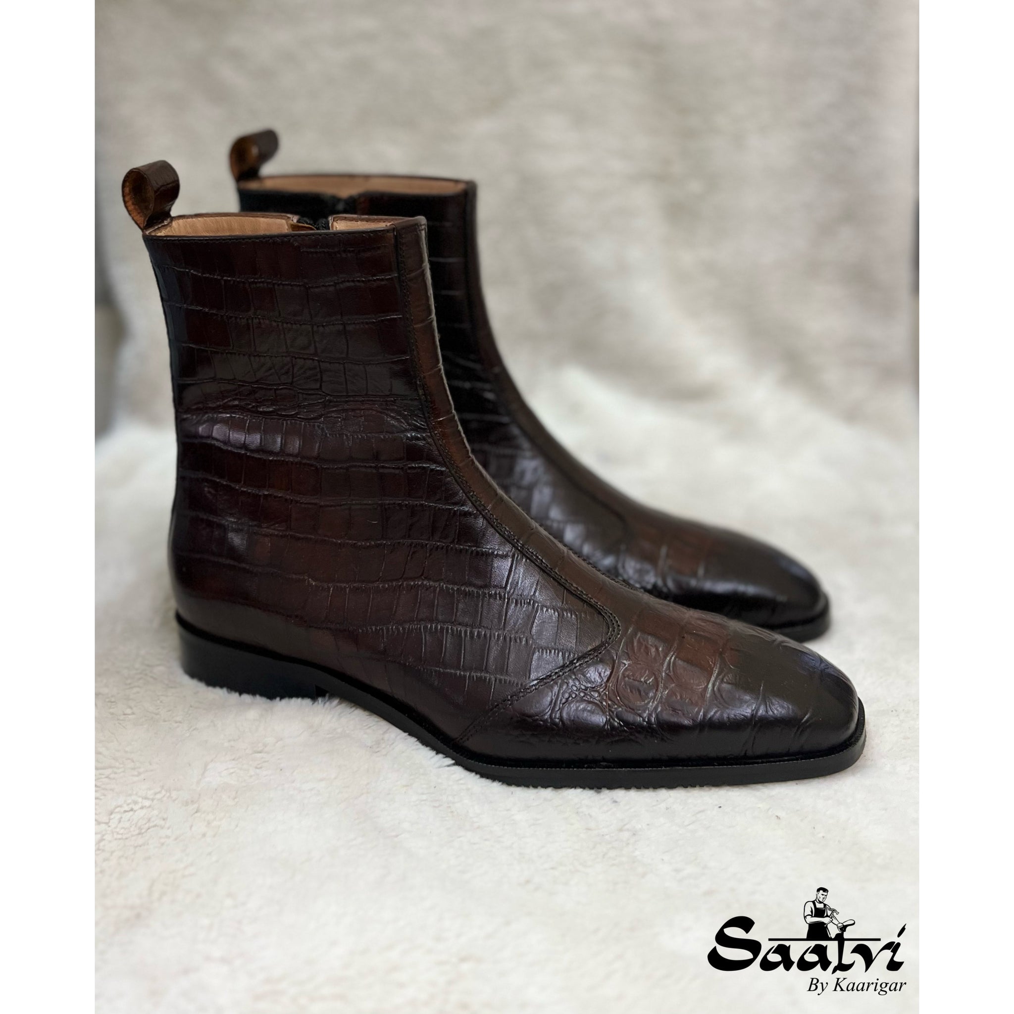 Buy Python Embossed Boots Brown