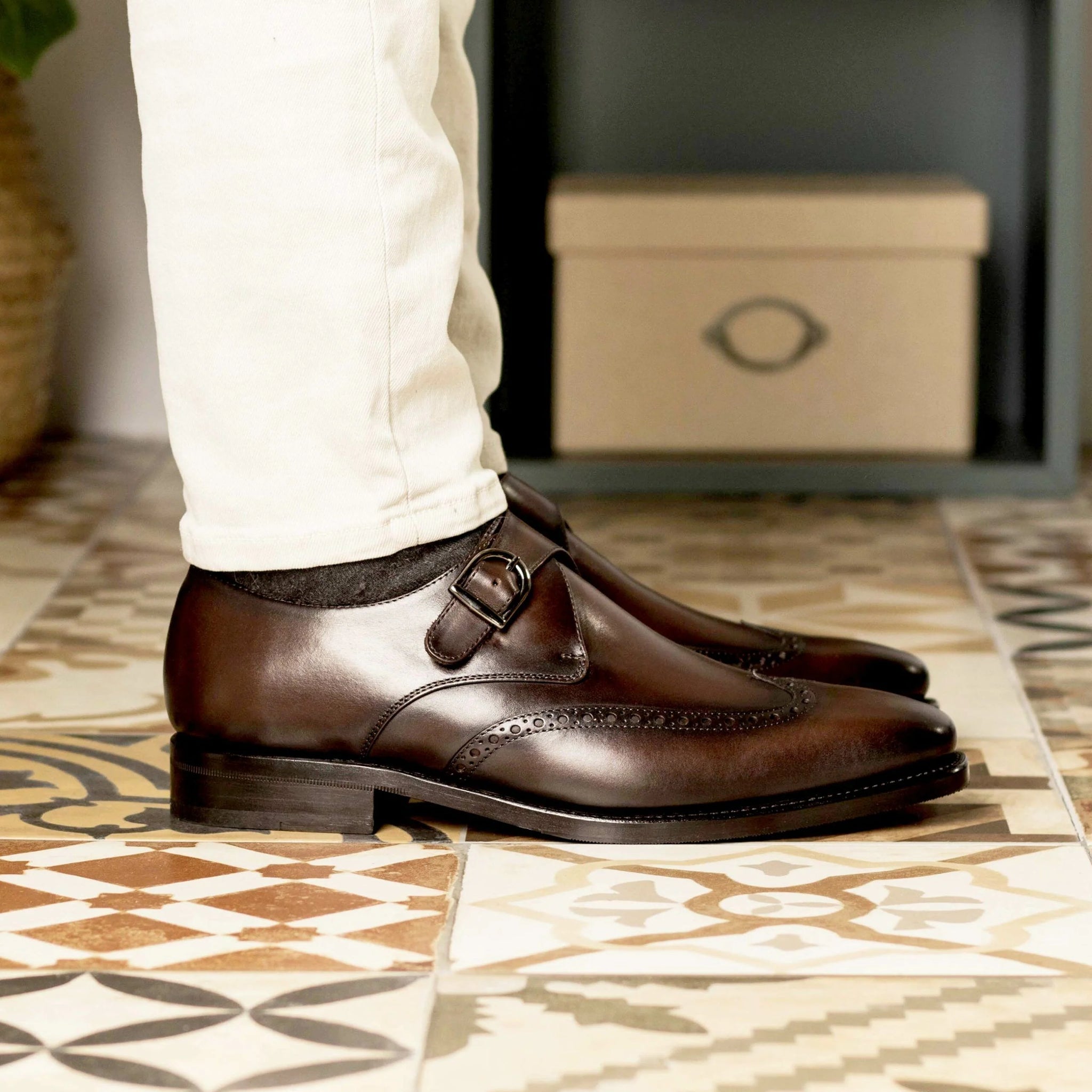 Brown Single Monk Strap Shoes for Men – Leather Formal & Wedding Shoes