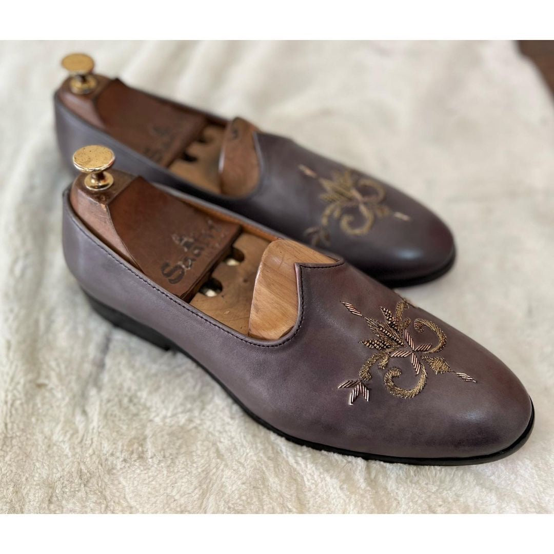 Grey Jalsa With Zardosi Embroidery Flower